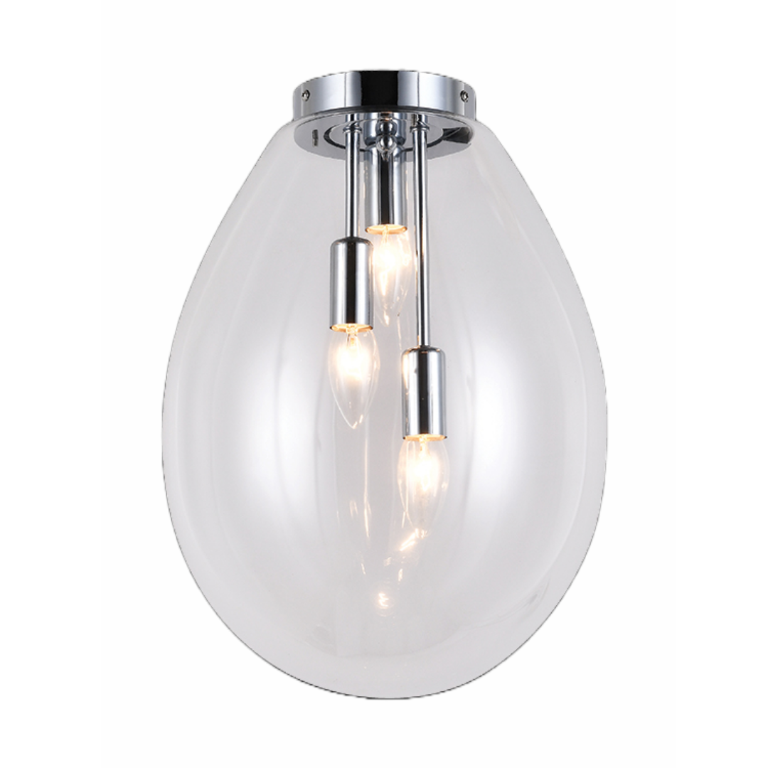 3xE14 Large Glass DEWDROP Clear/Chrome – MNK Creations